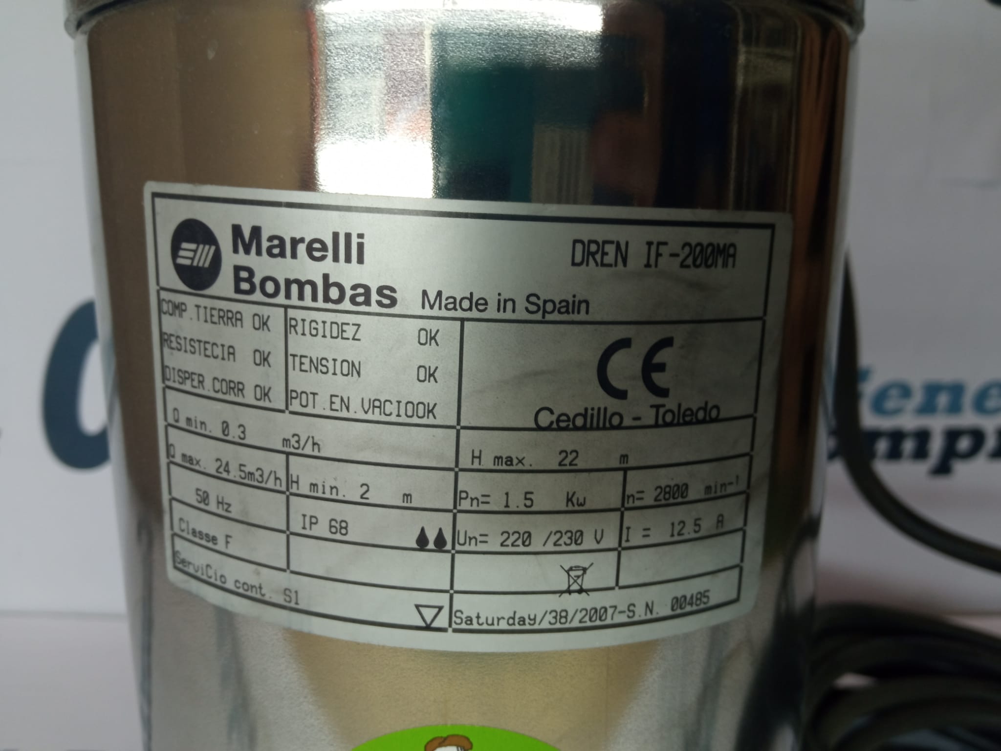 Bomba Marelli 2CV DREN IF-200MA Bomba Sumergible para Drenaje – General ...